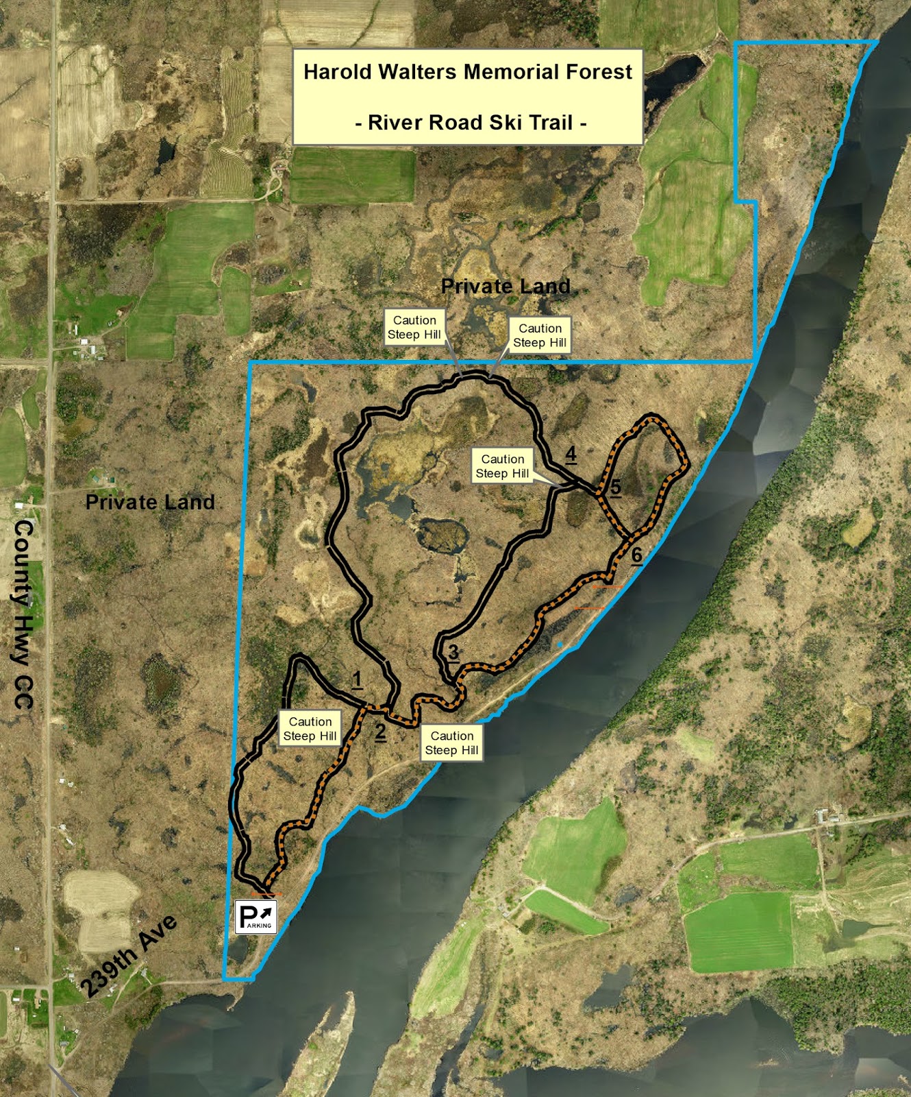 Day Hiking Trails: Trail parallels, offers view of Chippewa River