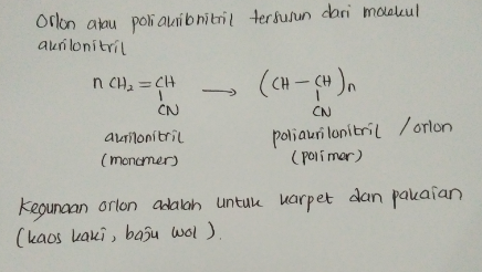 Pengertian Orlon, Proses Pembuatan, Sifat dan Kegunaan Orlon