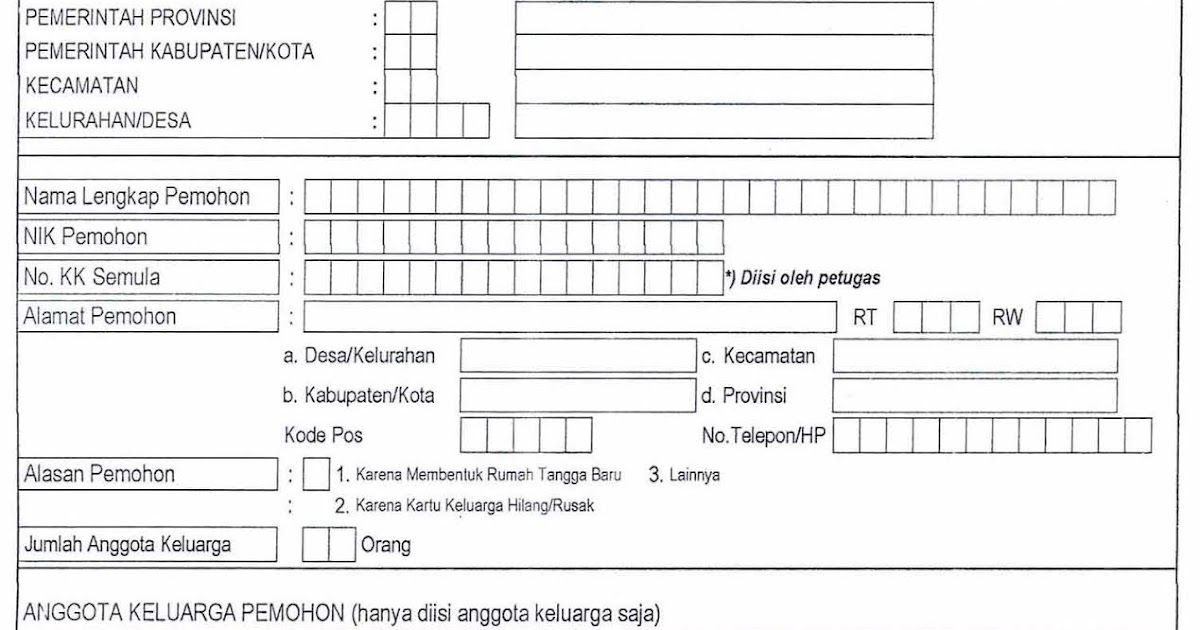 Desman Zebua: Formulir Permohonan Perubahan Kartu Keluarga dan Formulir ...