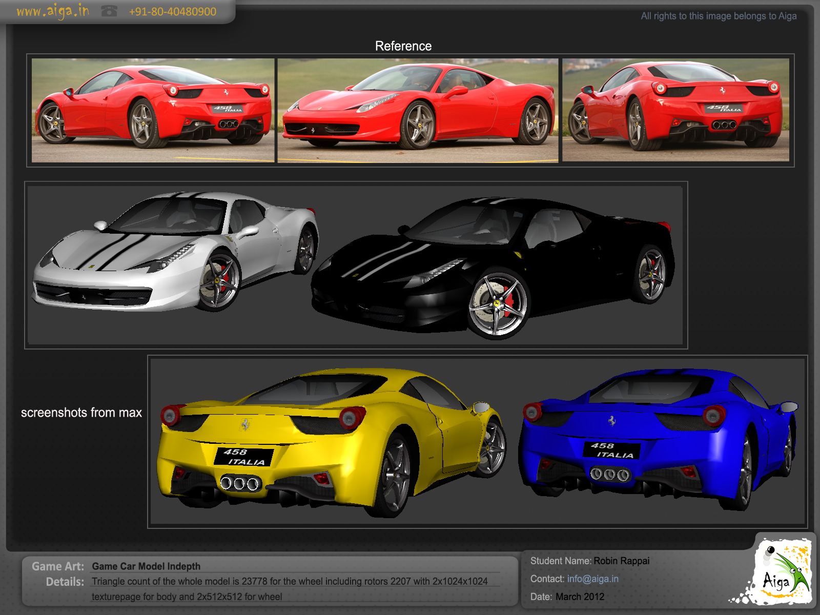 Robin Rappai game art portfolio: Game Car Model Indepth