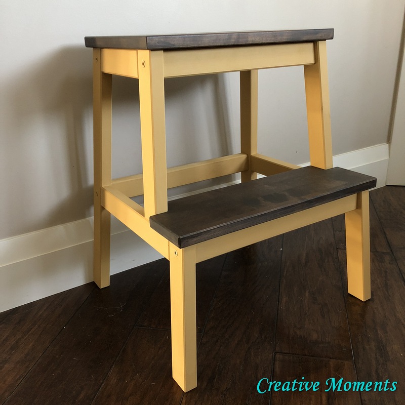 Dark Stain and Yellow Milk Paint Step Stool