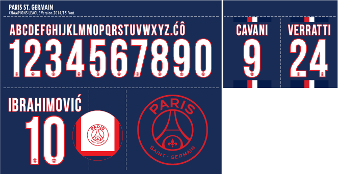 Football teams shirt and kits fan: Font Updated PSG UCL 2014/15