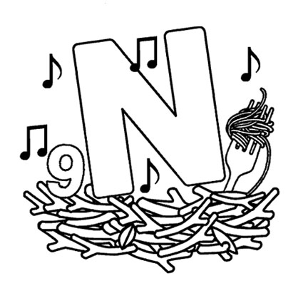 Dibujos para colorear: Abecedario para colorear - Letra N