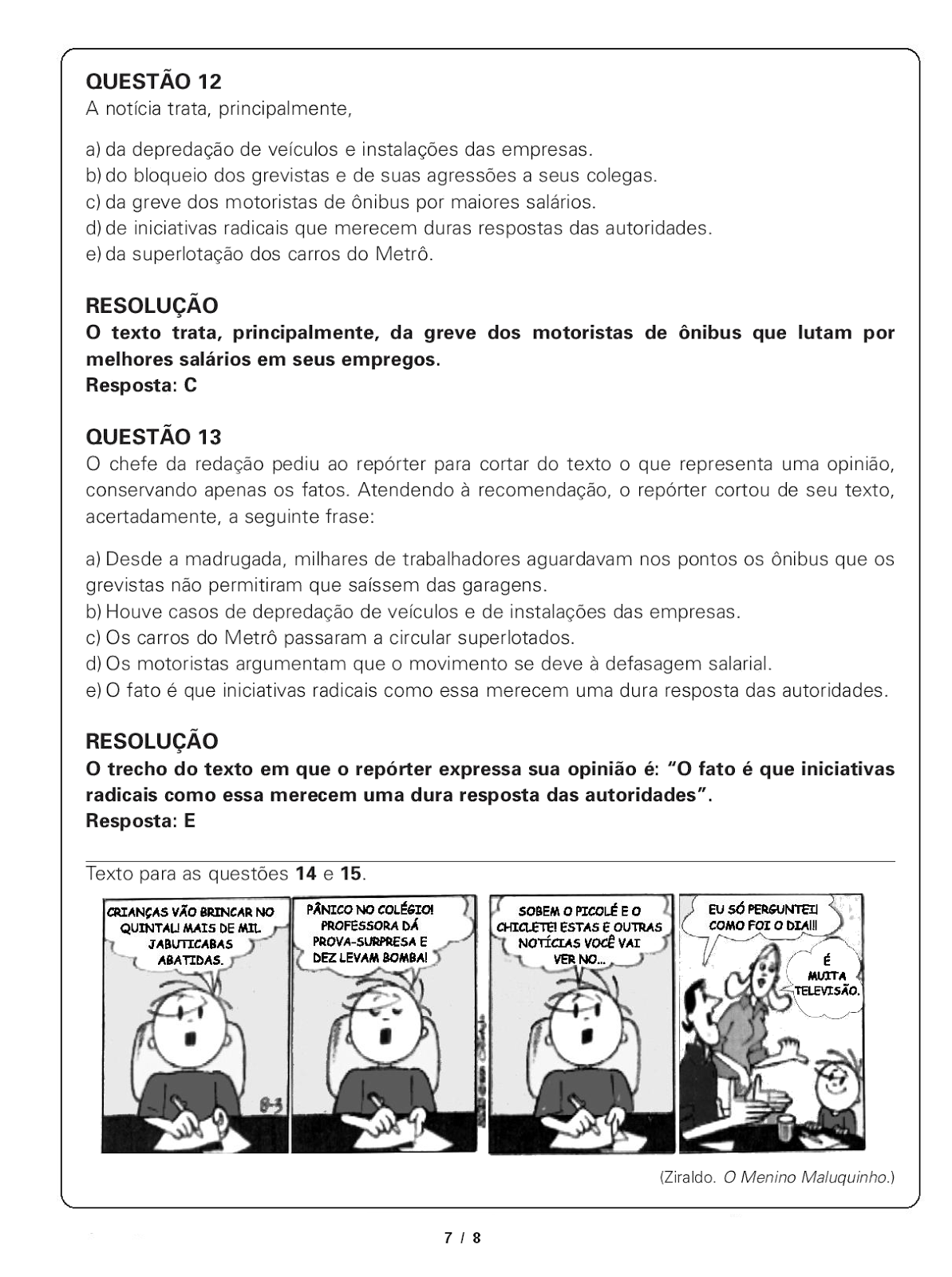 ATIVIDADES LÍNGUA PORTUGUESA 8° ANO EXERCÍCIOS PROVAS AVALIAÇÕES (VII ...