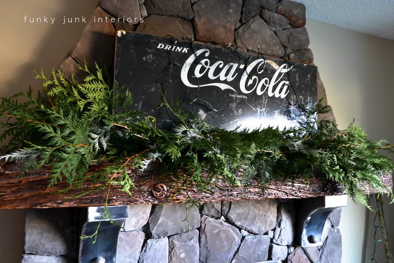 Coca Cola Christmas fireplace mantelFunky Junk Interiors