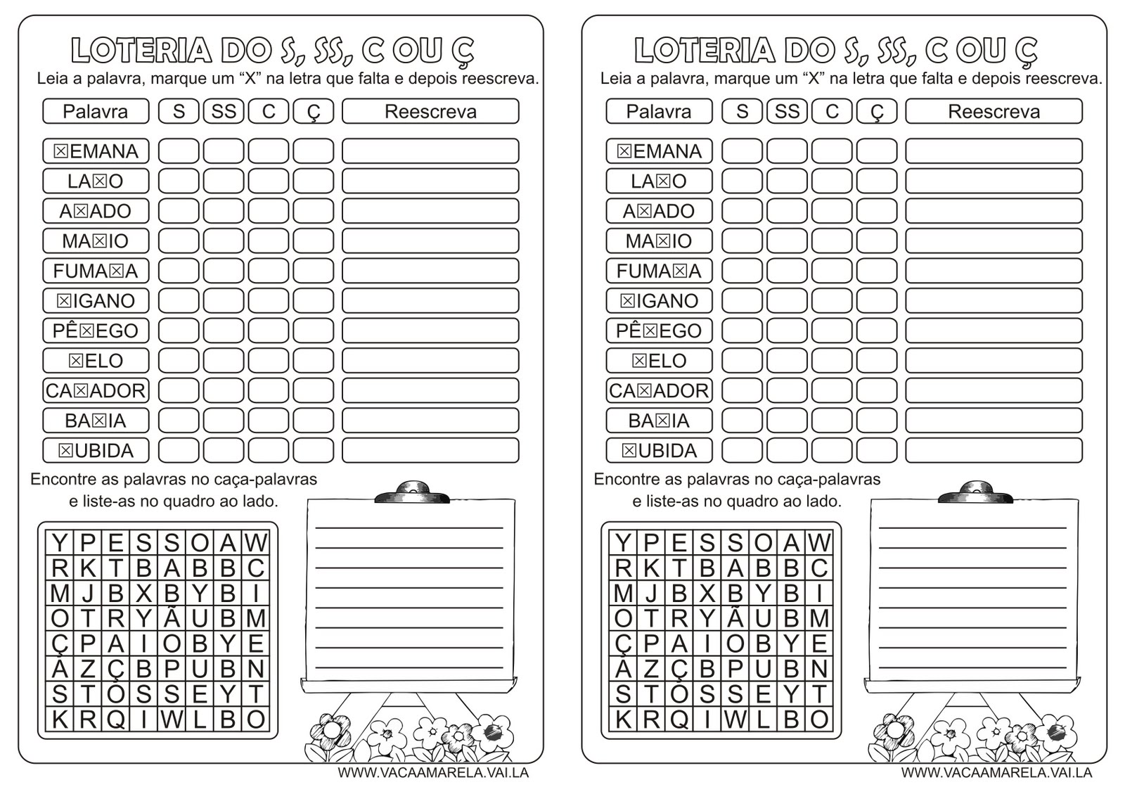 Palavras Com Ss E ç Atividades - EDUCA