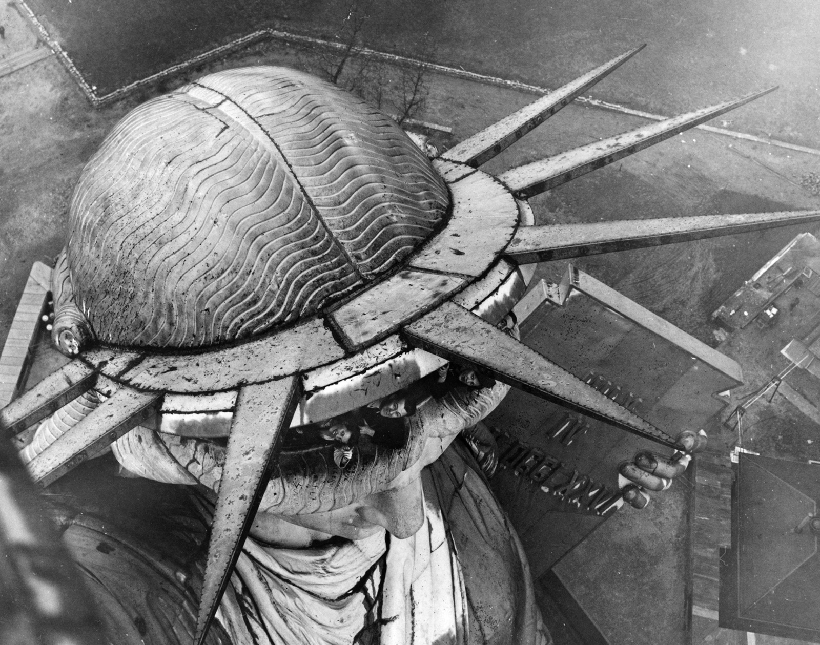 Rare View Of The Top Of The Statue Of Liberty s Hair Taken From The Torch Ca 1930 Vintage rare-view-of-the-top-of-the-statue-of-liberty-s-hair-taken-from-the-torch-ca-1930-vintage