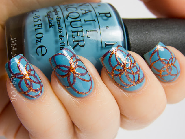 Free Hand Circle Nail Art With OPI Euro Centrale