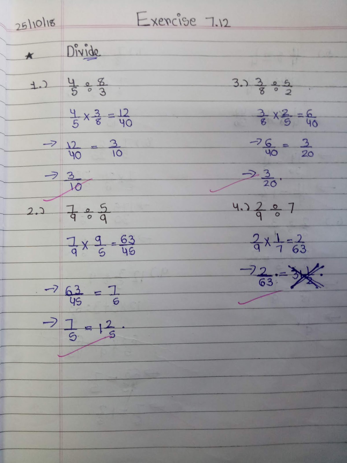 Math ch-Fractions notebook work