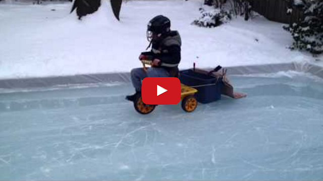 Kid Makes Mini Zamboni Machine for His Mini Ice Rink