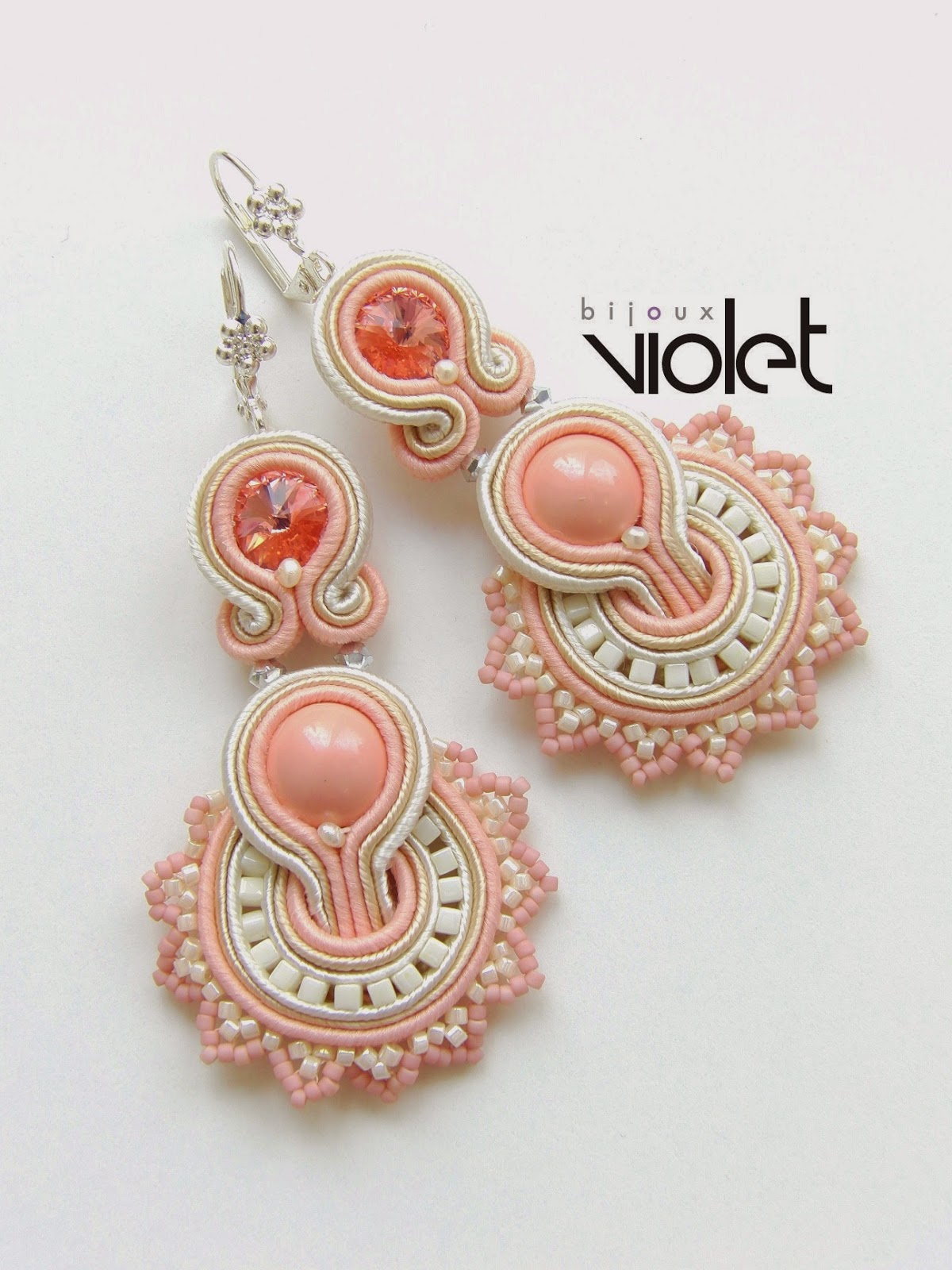 Soutache earrings - powder rose