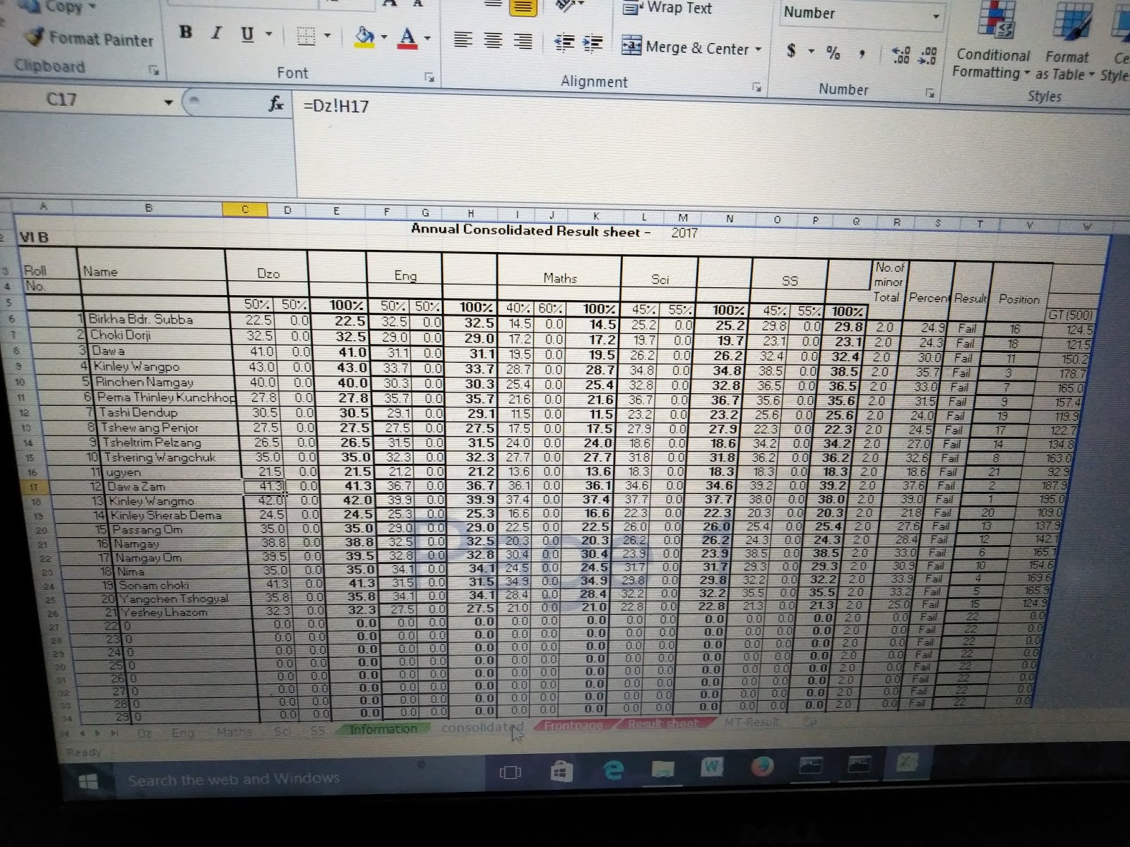 Chhimi's ICT experiences, knowledge and skills.: Spreadsheet for Teachers