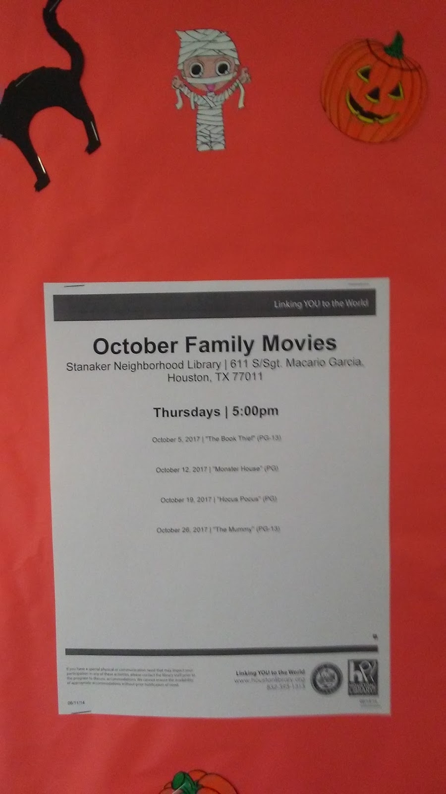 Stanaker Neighborhood Library: October 2017