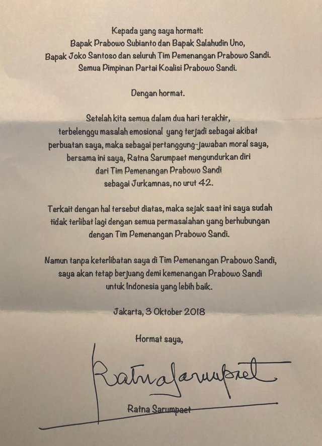 Akui Salah, Ratna Sarumpaet MENGUNDURKAN DIRI dari Tim Prabowo-Sandi ... Akui Salah, Ratna Sarumpaet MENGUNDURKAN DIRI dari Tim Prabowo-Sandi ...