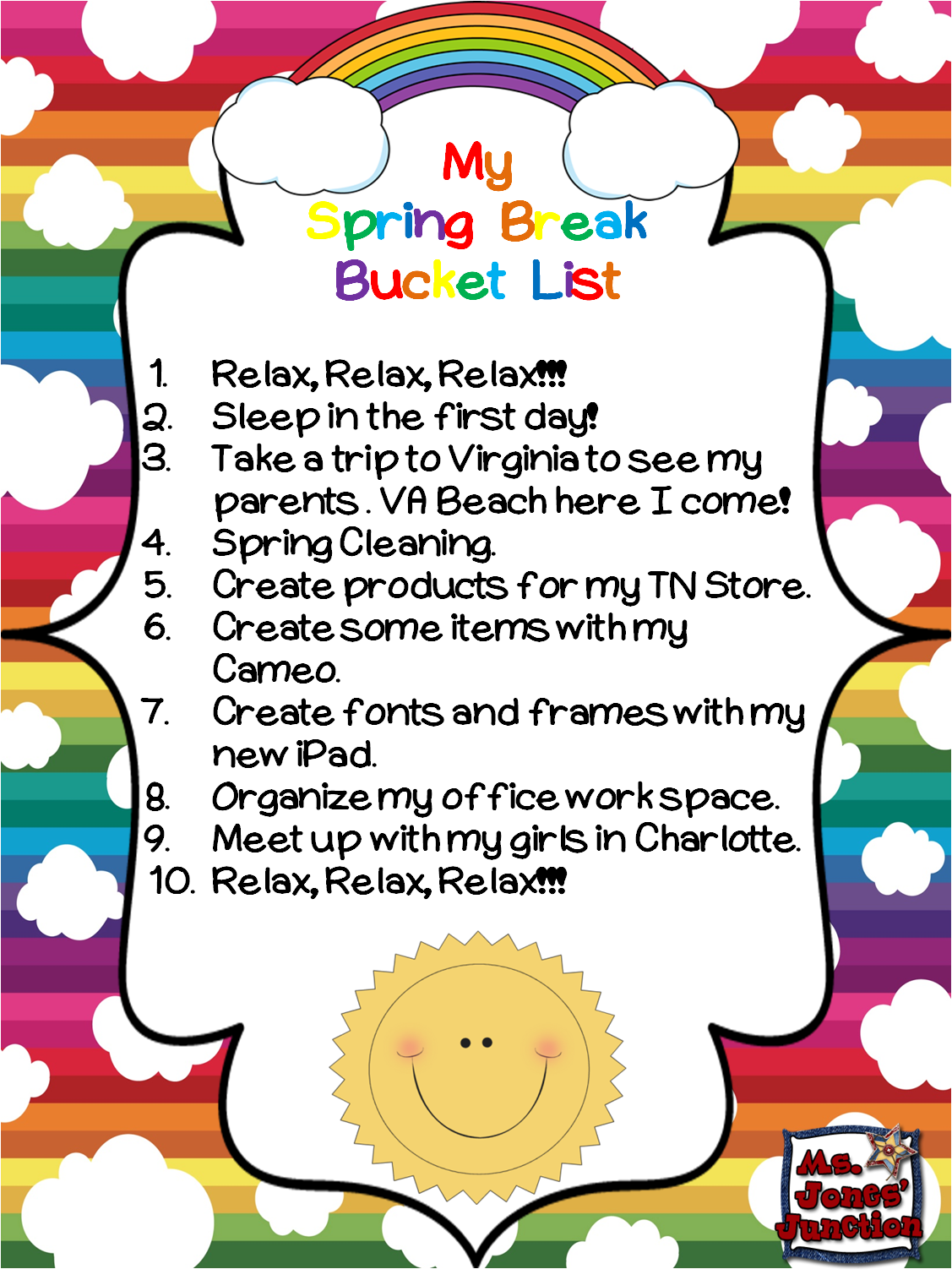 Ms. Jones' Junction: My Spring Break Bucket List...Linky Party