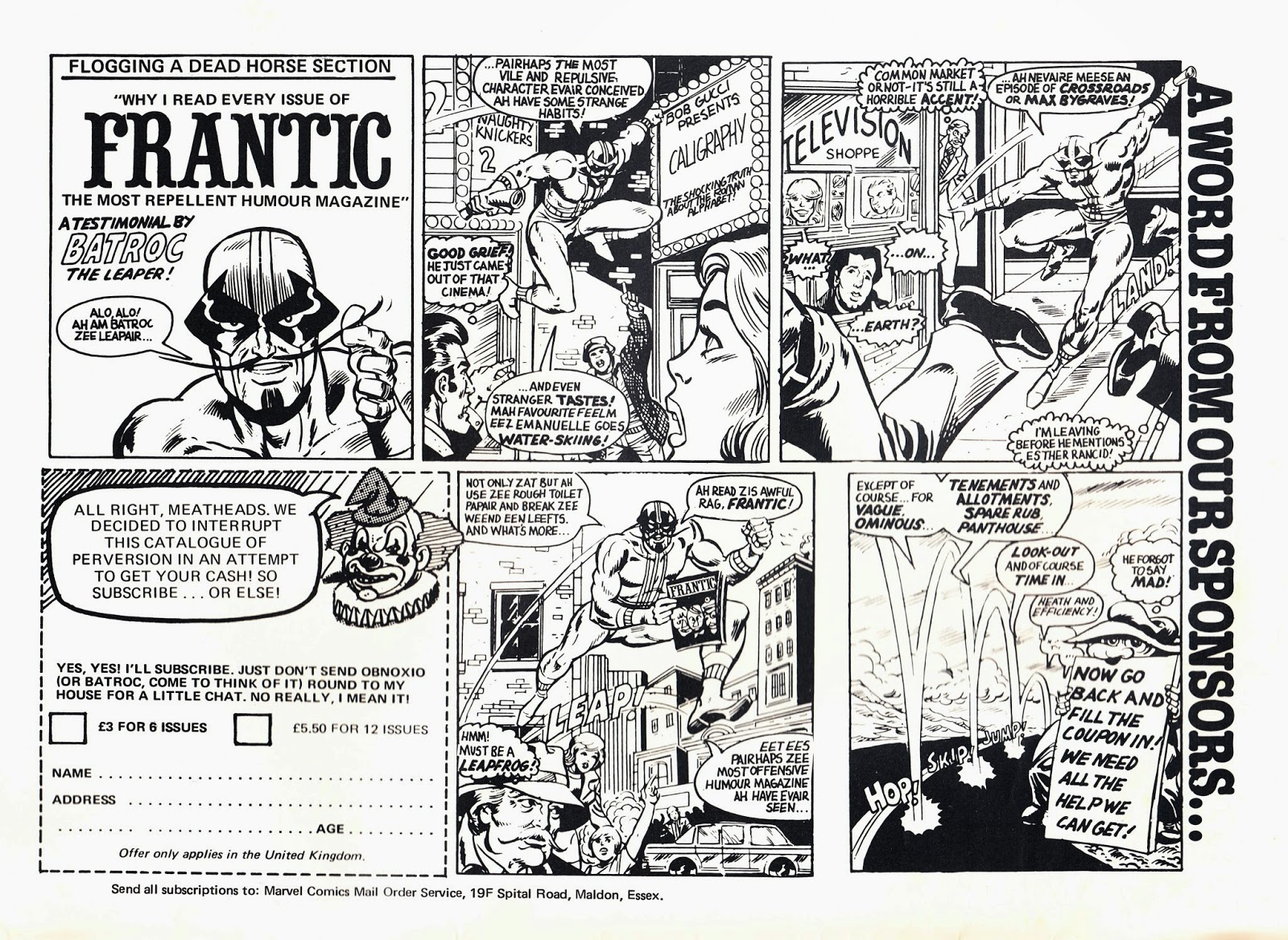 STARLOGGED - GEEK MEDIA AGAIN: 1981: FRANTIC HOUSE AD (Marvel UK)