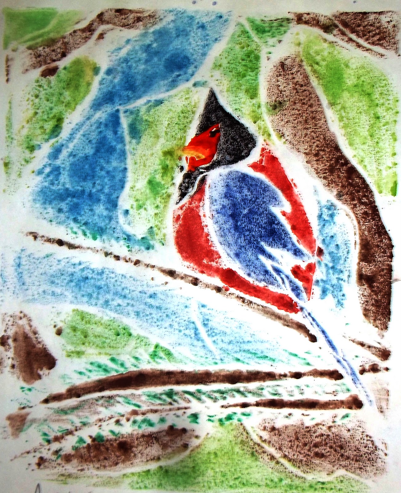 Monument Valley Regional Middle School Art Class: Bird Prints, 6th Grade