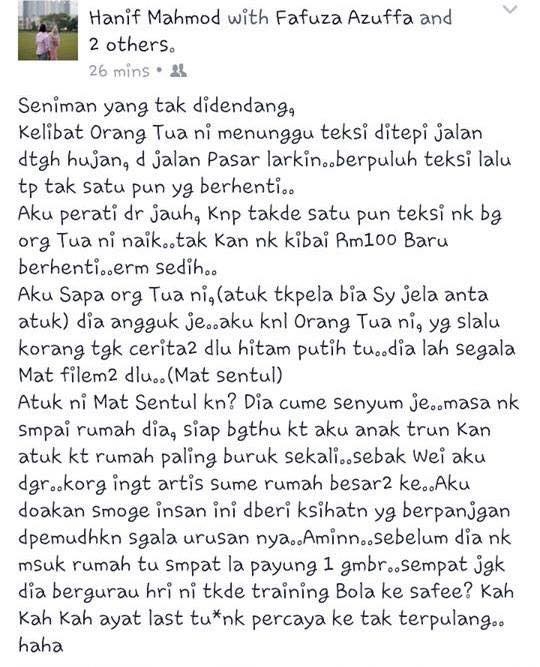 Seniman Mat Sentul ditemui.. Sangat menyentuh perasaan..