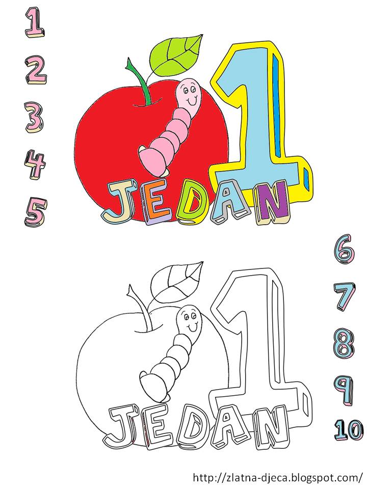 Zlatna djeca: Bojanka - Brojevi od 1 do 10