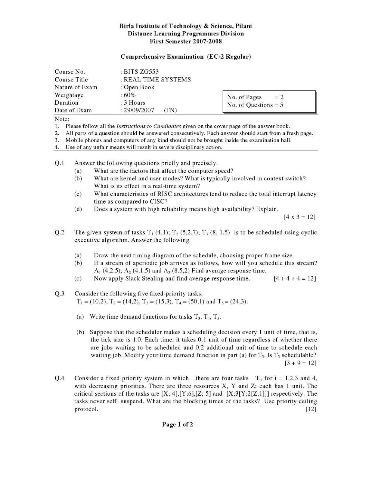 Question Papers: SEM 1