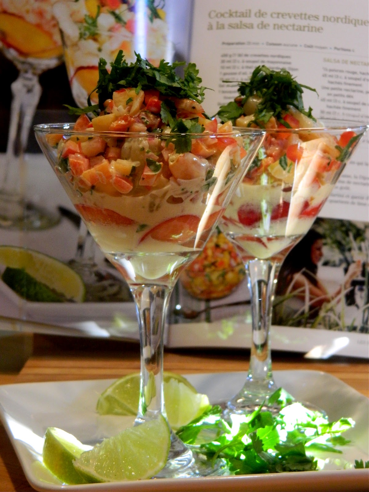 Madame Anne aux fourneaux: Cocktail de crevettes à la salsa de nectarine