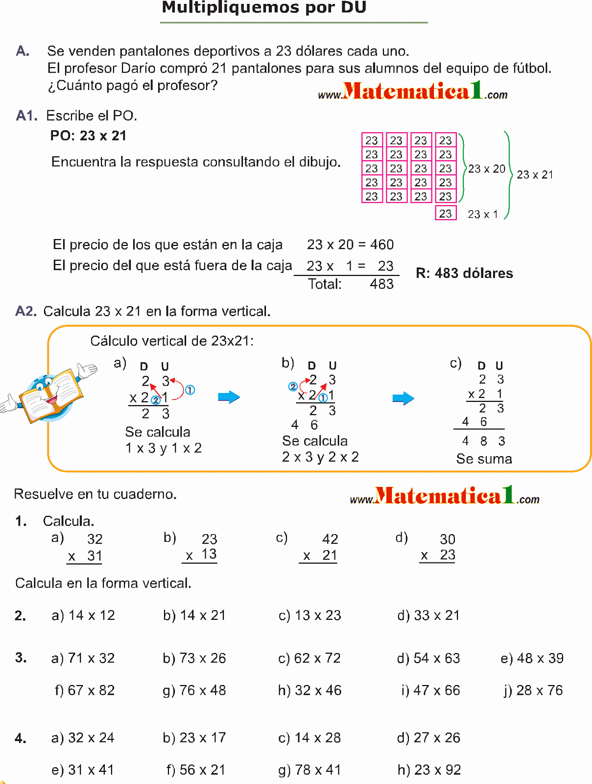 MULTIPLICACIÓN POR NÚMEROS DE 2 CIFRAS EJEMPLOS RESUELTOS DE PRIMARIA PDF