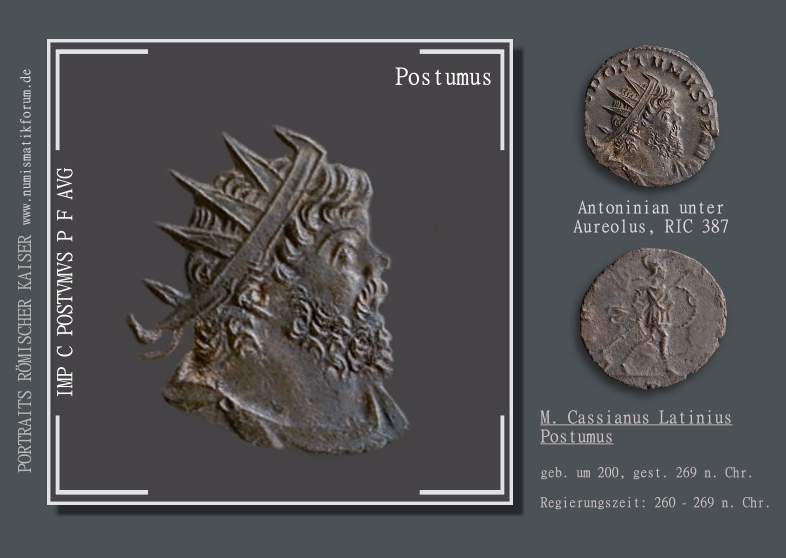 römische Kaiserportraits auf Münzen: Postumus