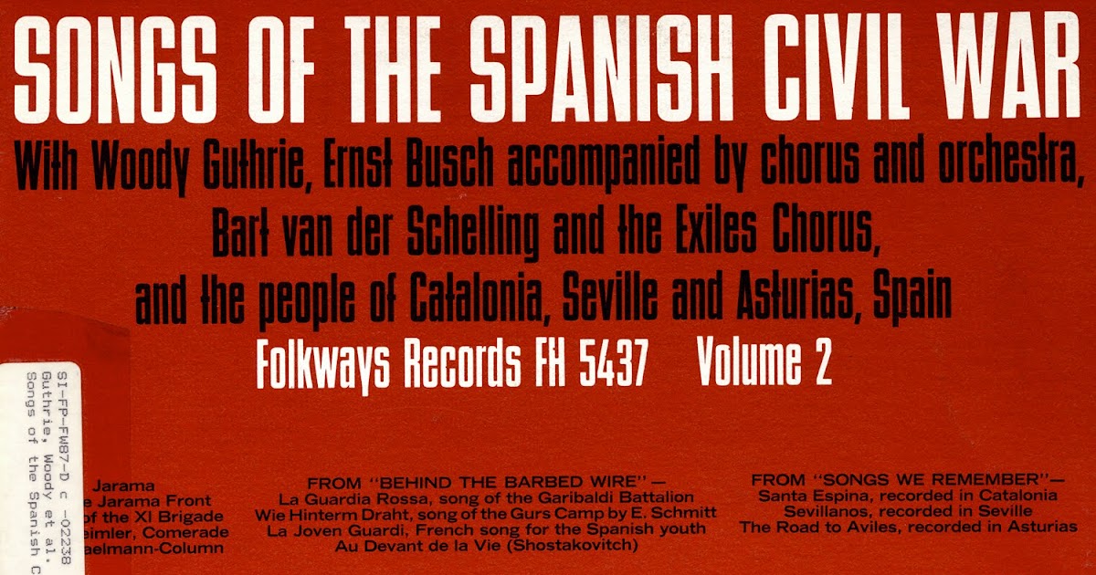 Zero G Sound : VA - Songs of the Spanish Civil War, Vol. 2 (1962)