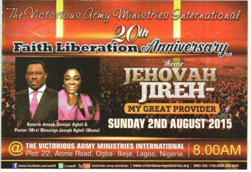 Celebrating 20 fruitful years! Victorious Army Ministries Invites You ...