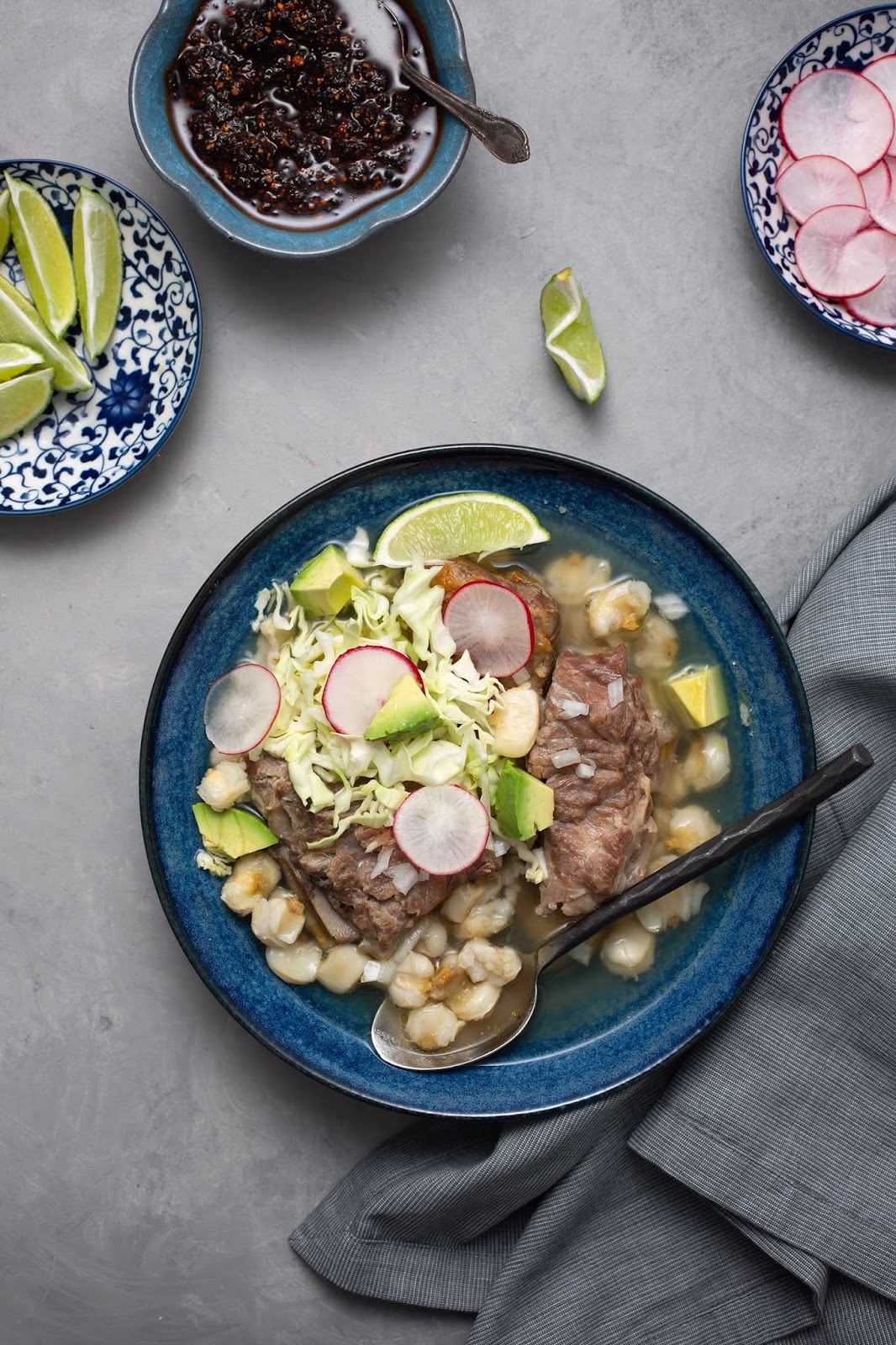 Pozole Blanco {Mexican Hominy and Pork Soup}