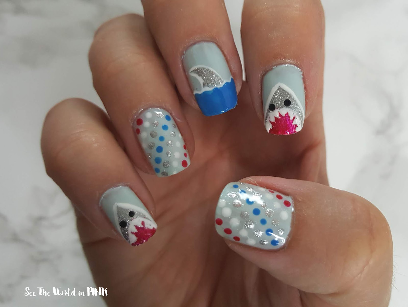 Manicure Monday - Shark Week Nails! | See the World in PINK