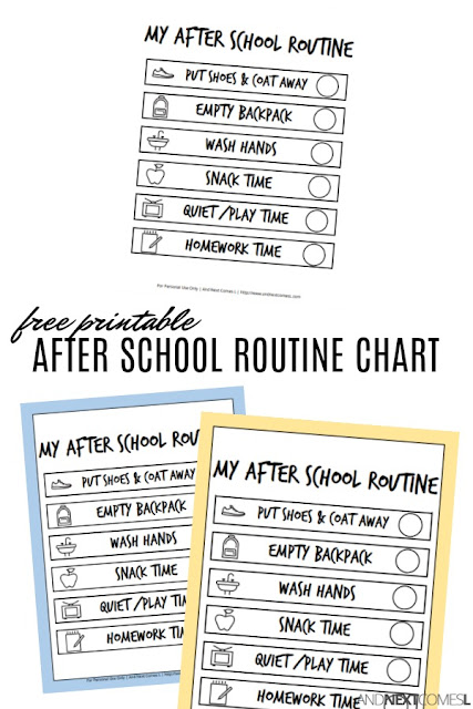Free Printable After School Visual Routine Chart for Kids | And Next ...