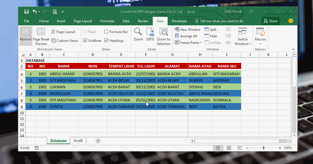 Cara Convert Sheet Excel Ke Pdf Dengan Nama File Pdf Otomatis Dari Data Cell