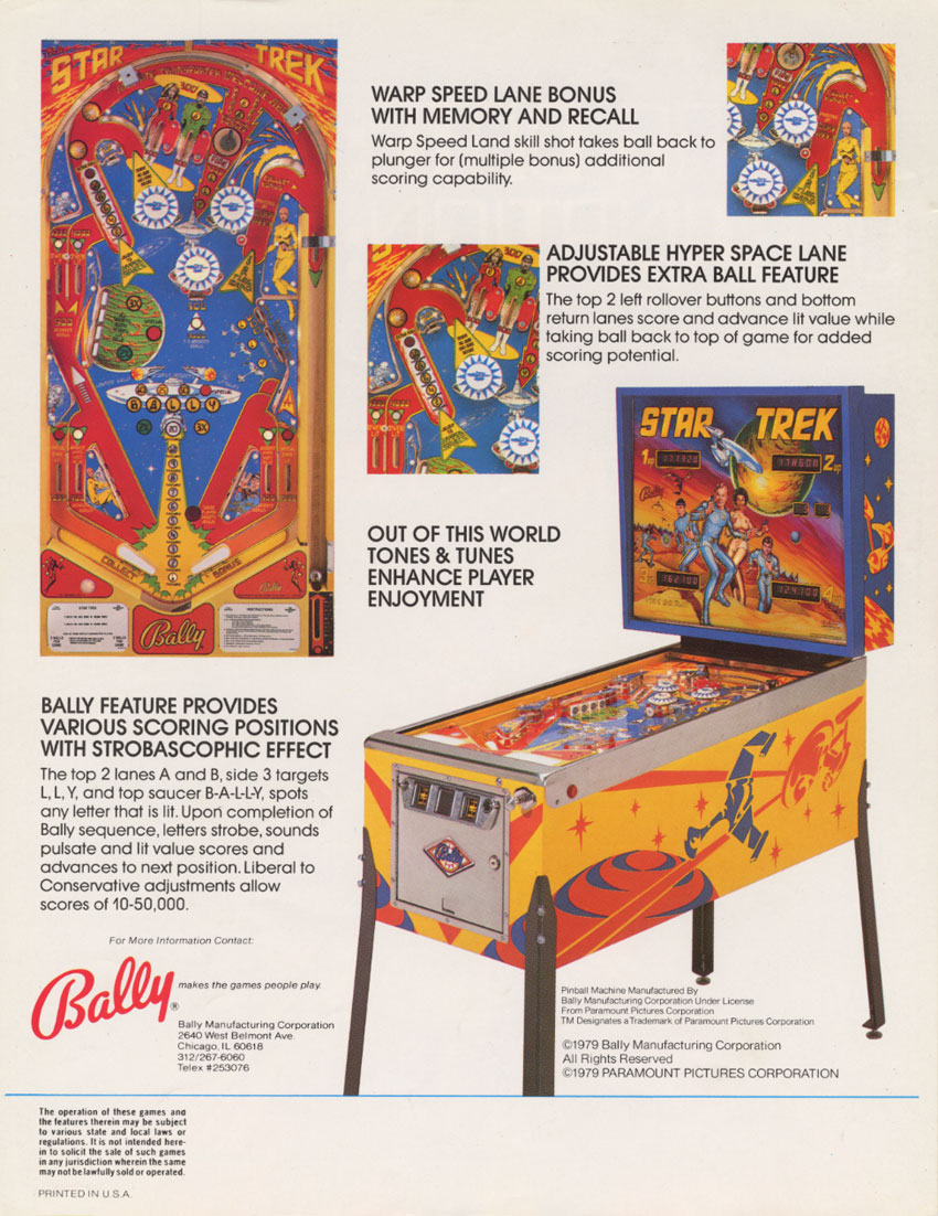 space1970: STAR TREK (1979) Pinball Machine Flyer