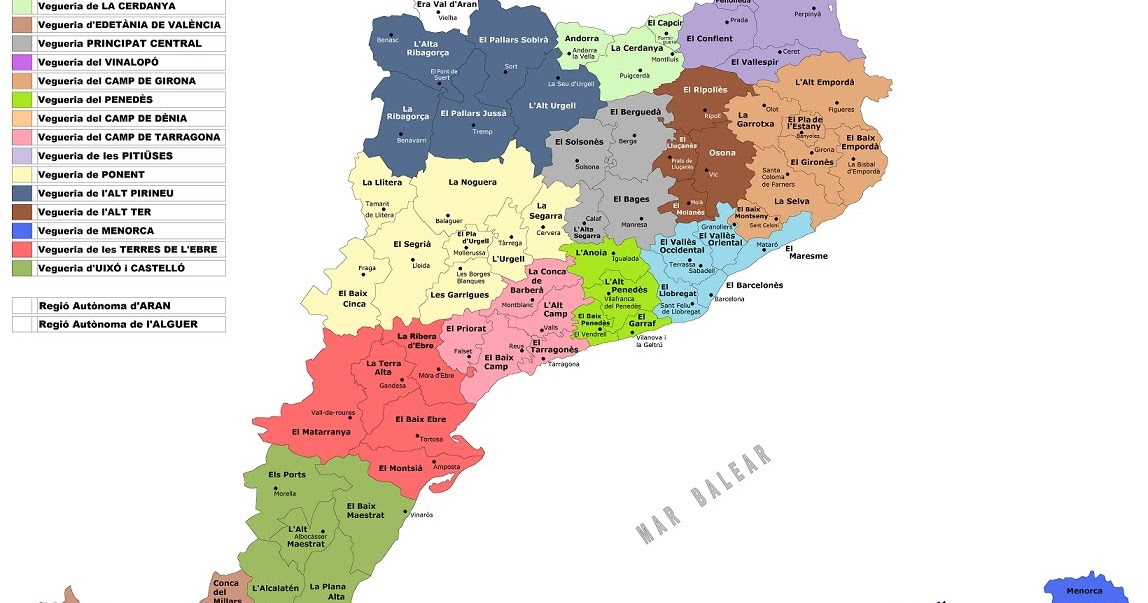La Federació dels Països Catalans: Regions i Comarques