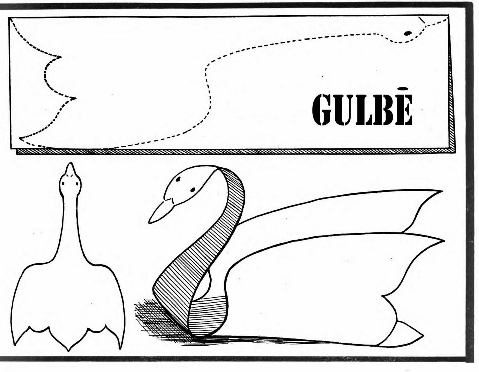 Piešiniai ir darbeliai: Popierinės gulbės trafaretas