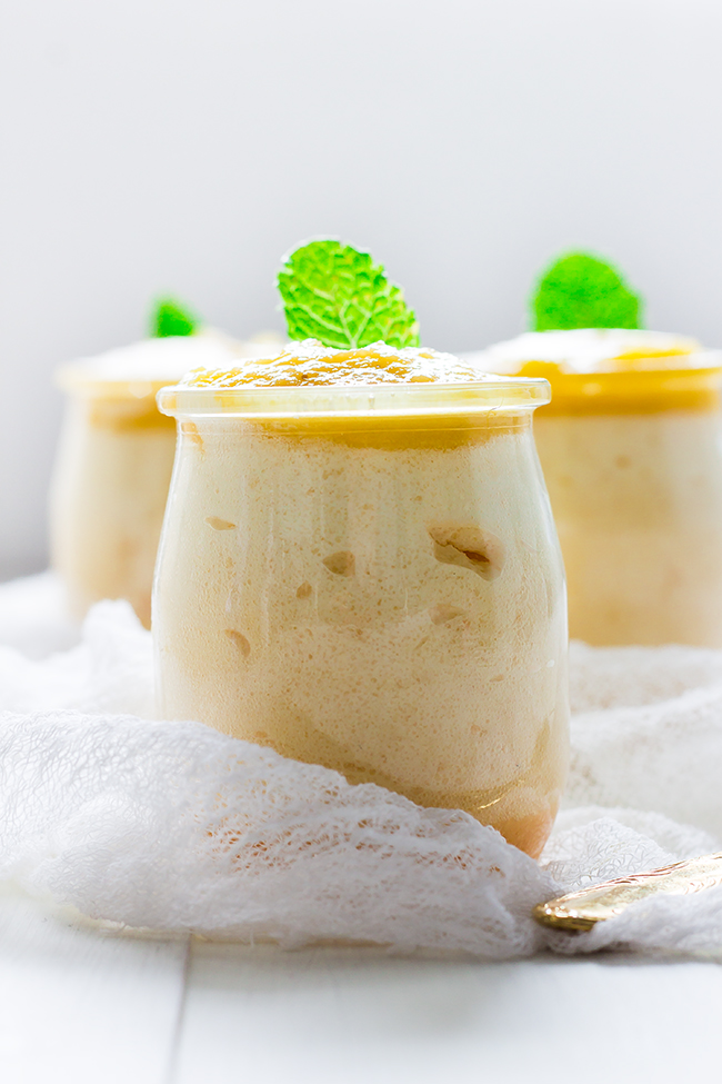 La cocina de Aisha: Vasitos de citronella y lima kéfir con coulís de mango