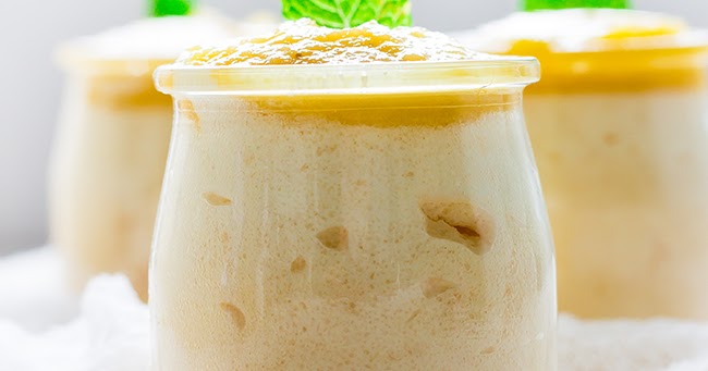 La cocina de Aisha: Vasitos de citronella y lima kéfir con coulís de mango