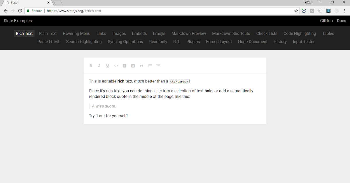 Nostra Technology: Slate.js : Framework for Building Rich Text Editor