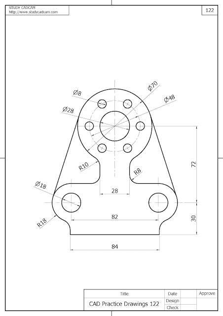 Cad Practice Drawings 122 (图纸练习 122 , 図面練習 122 , CAD-Zeichnung Übungen ...