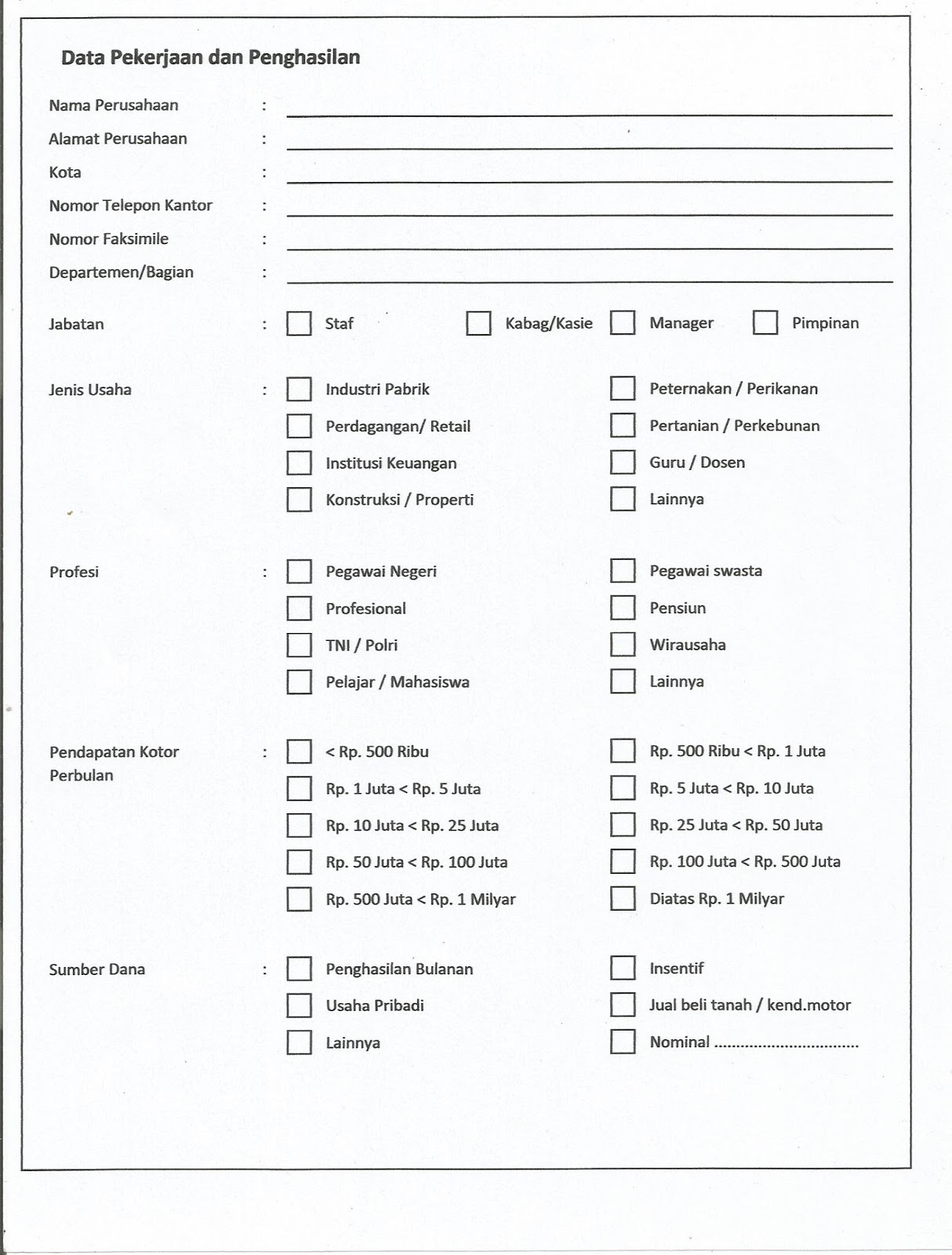 Dunia Perbankan: Contoh Form CDD ( Customer Due Dilligent ) pada APU ...