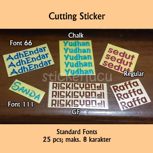 Contoh Cutting Sticker Standard Fonts | Sticker Lucu
