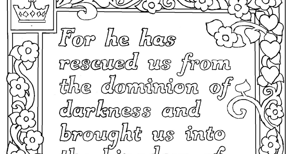 Coloring Pages for Kids by Mr. Adron: Colossians 1:13-14 Print And ...