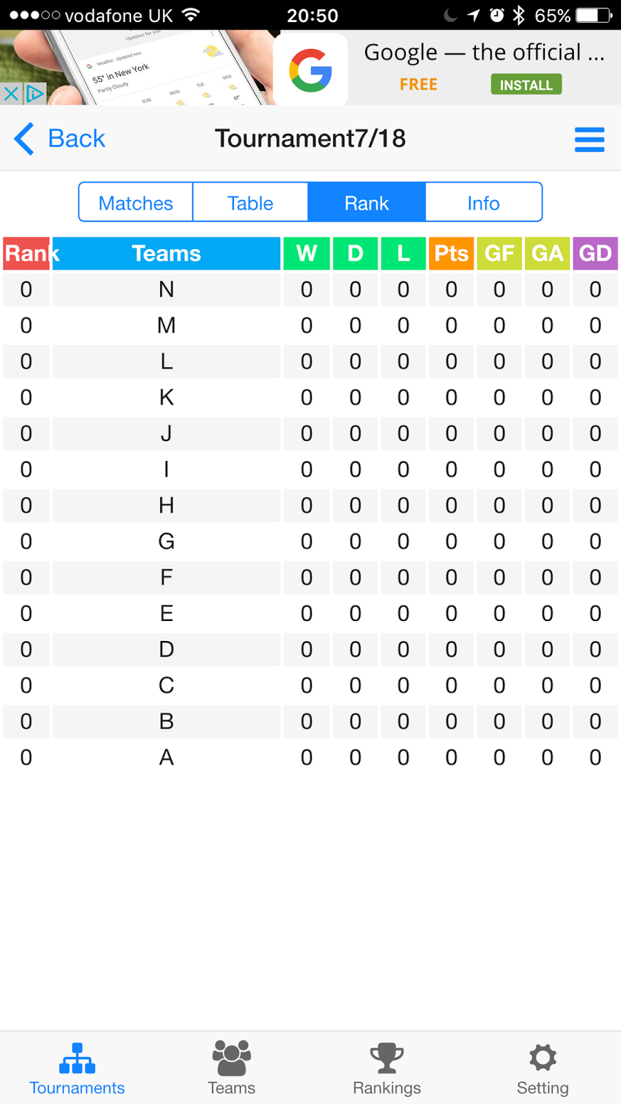 Tournaments App - A Useful Tool for PE Teachers