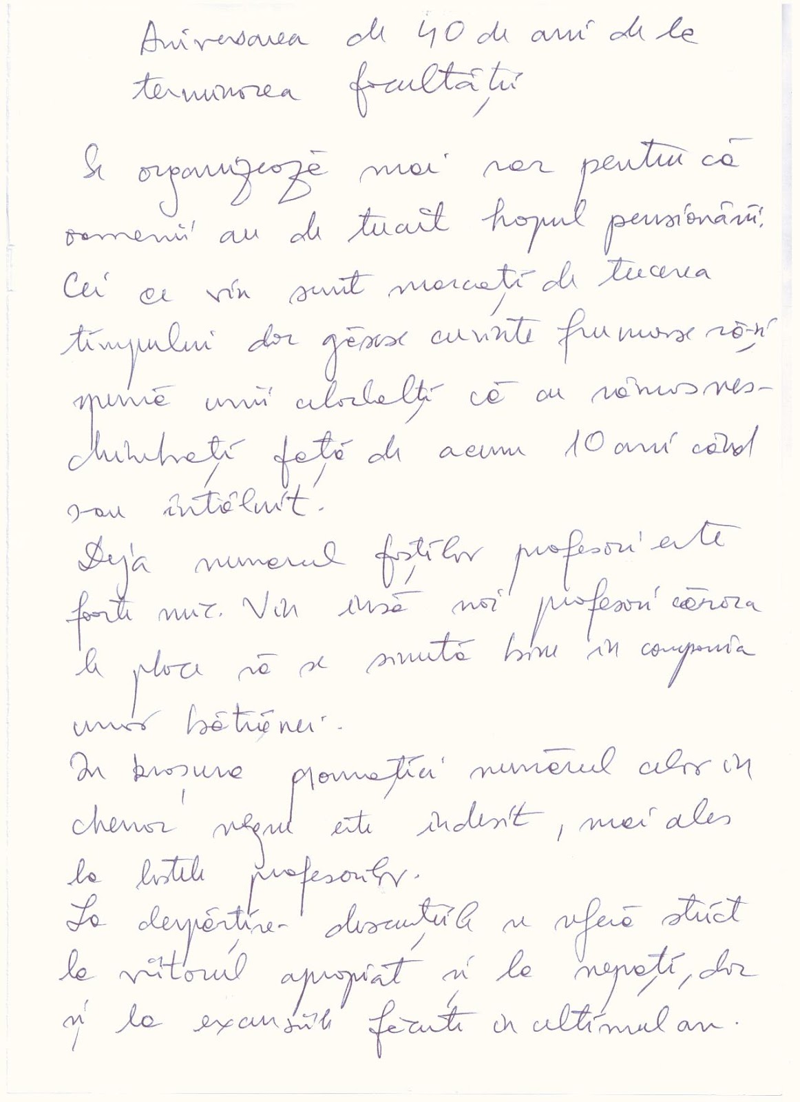 Actualitatea românească: Aniversarea a 40 ani de la terminarea facultatii