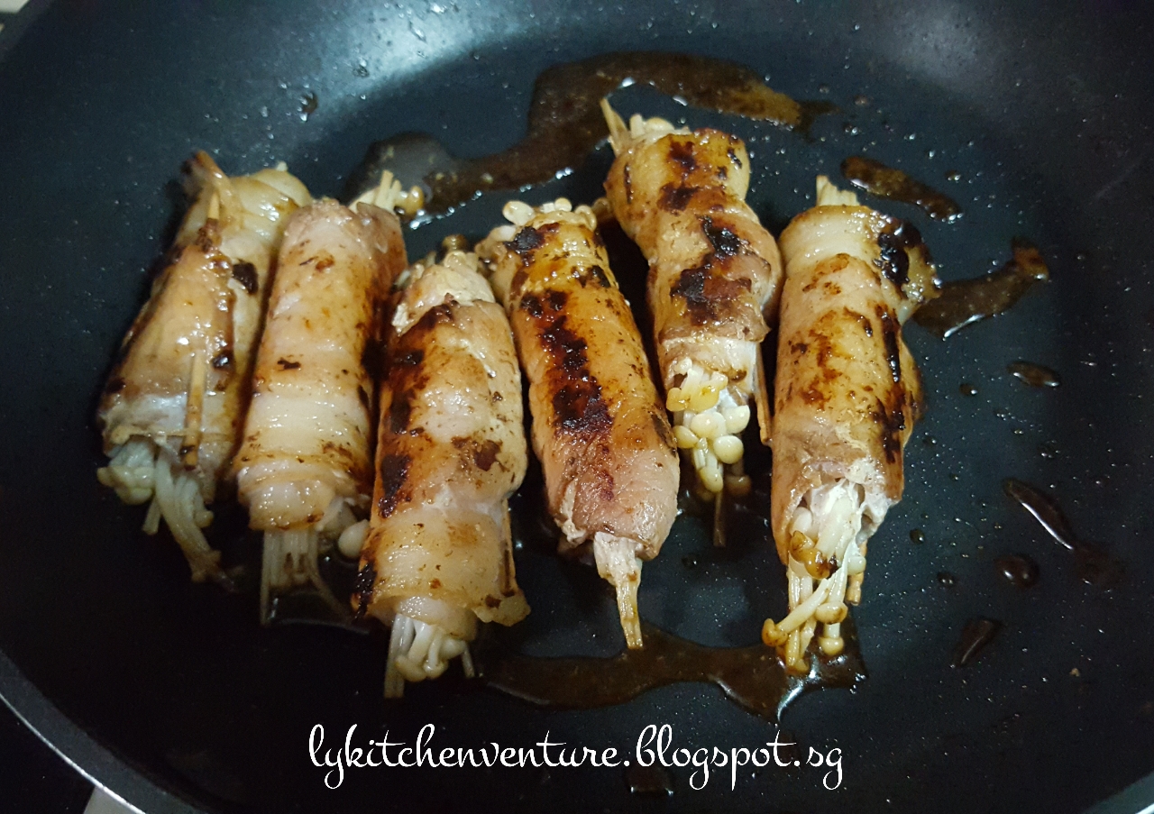 LY's Kitchen Ventures: Enoki Pork Rolls