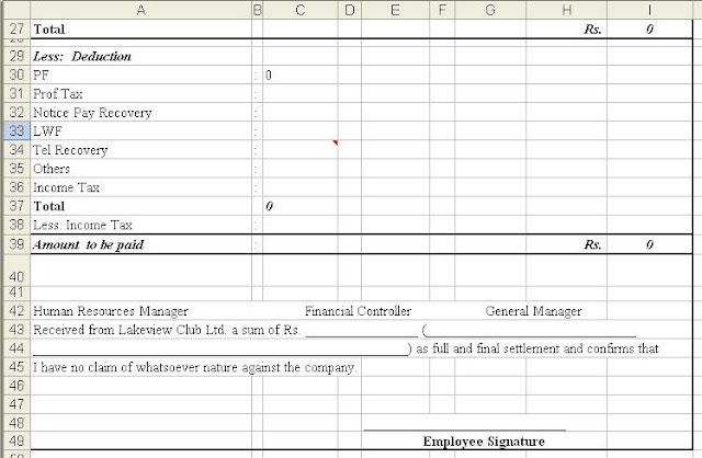 Final Settlement Form