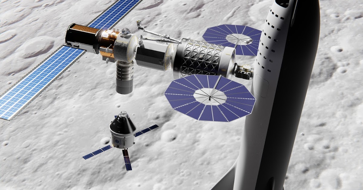 SpaceX Big Falcon Ship docked to Lunar Orbital Platform-Gateway by Mack ...