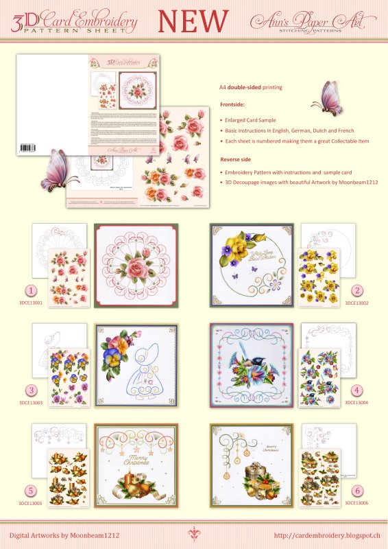 Anns Paper Art: 3D Card Embroidery Pattern Sheets!!