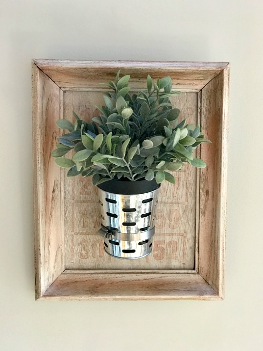 DIY Framed Olive Bucket Planter
